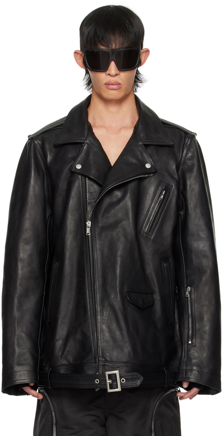 Rick Owens Black Jumbo Luke Stooges Leather Jacket - 09 Black